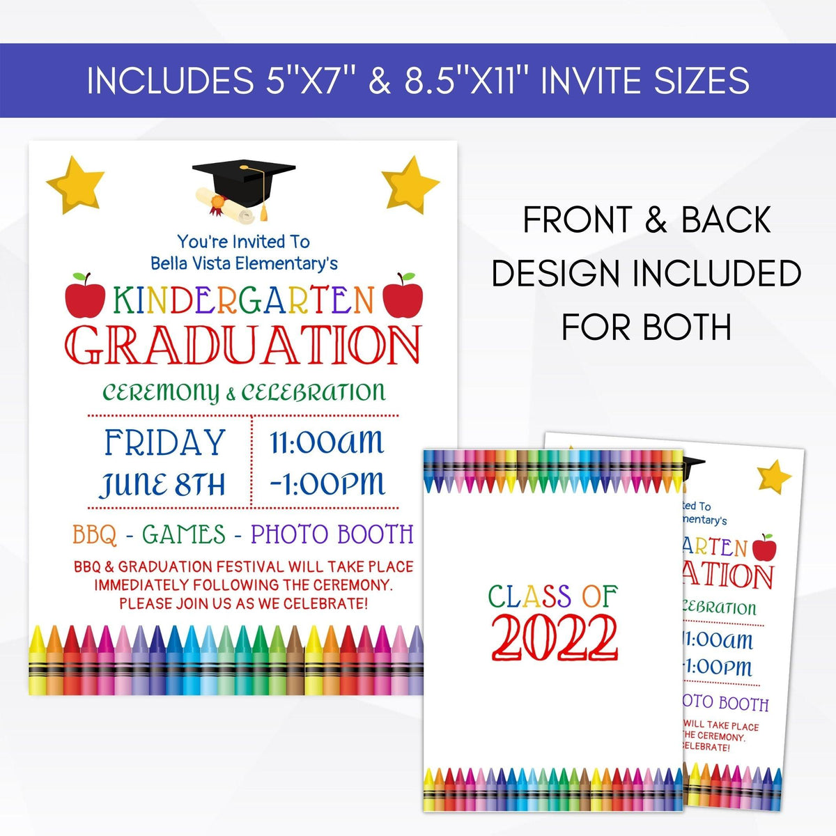 Editable Kindergarten Graduation Invitation – Simple Desert Designs