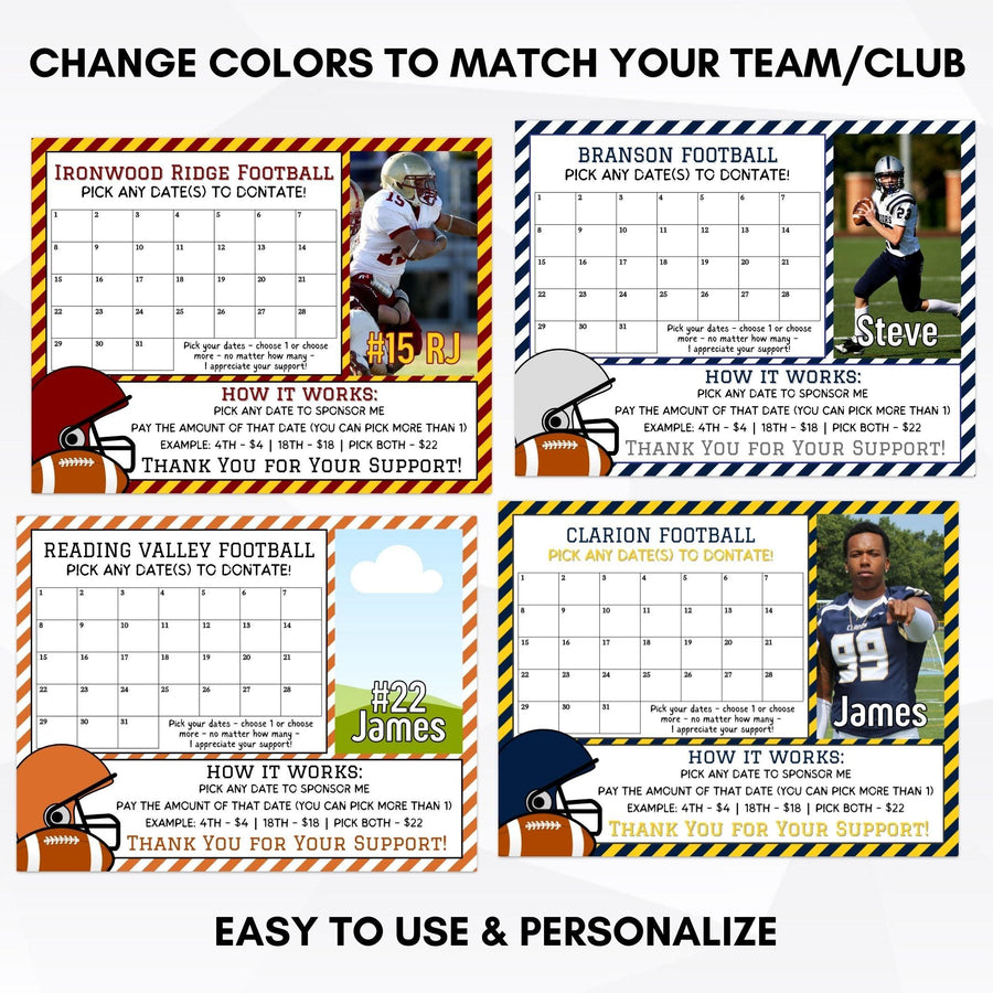 Football Cash Calendar Fundraiser Idea – Simple Desert Designs