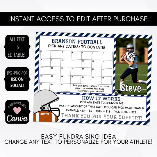 Football Cash Calendar Fundraiser Idea – Simple Desert Designs