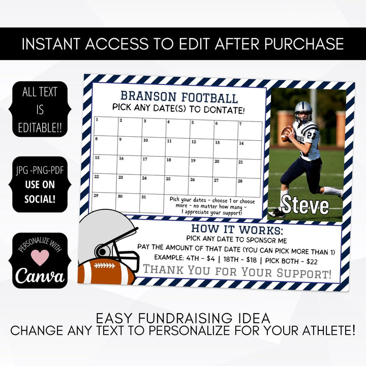 Premium Football Calendar Fundraiser | Simple Desert Designs