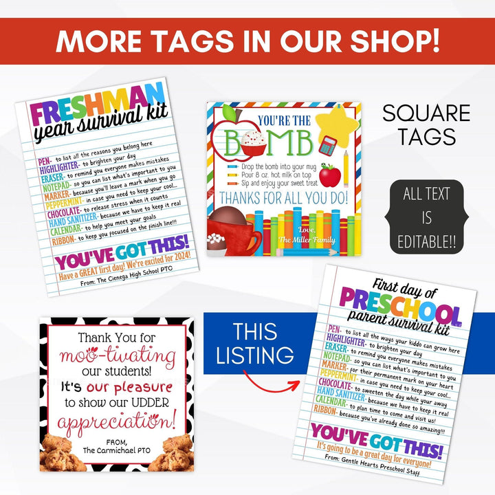 Preschool Parent Survival Kit Gift Tag | Simple Desert Designs