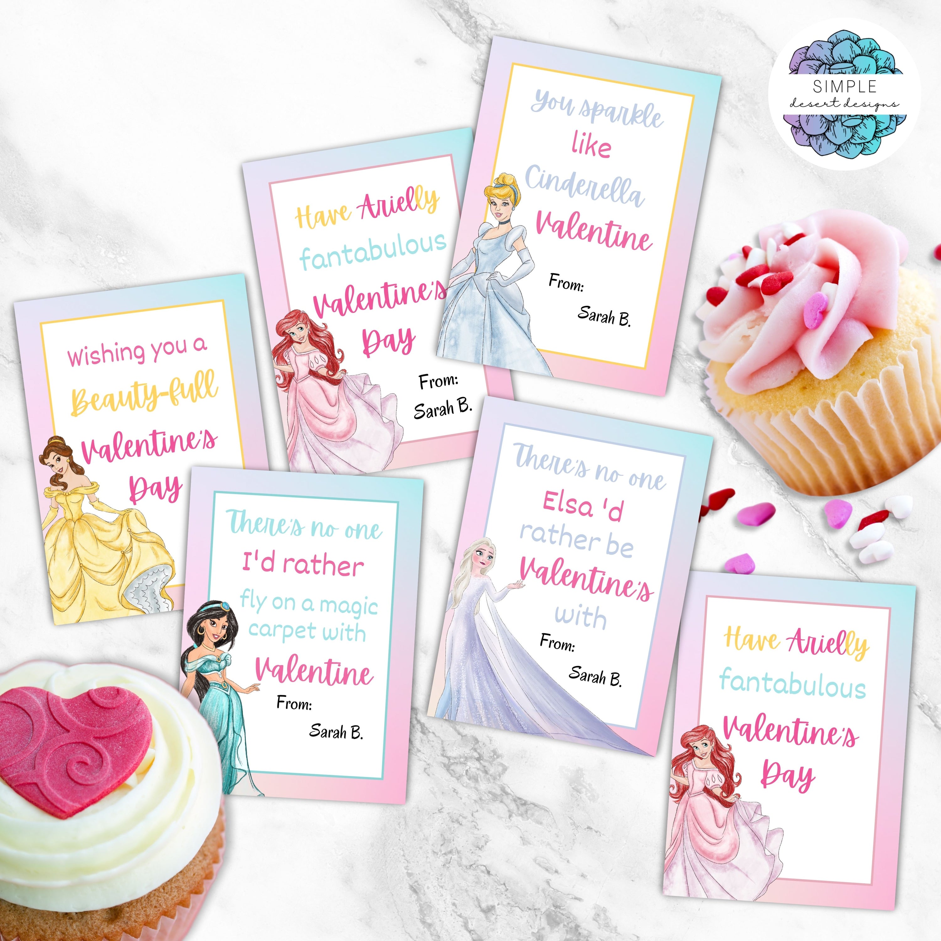 Princess Valentine Tag Template - Simple Desert Designs