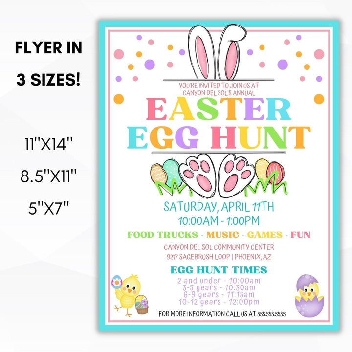 Printable Easter Egg Hunt Party Flyer Invite Bundle | Simple Desert Designs