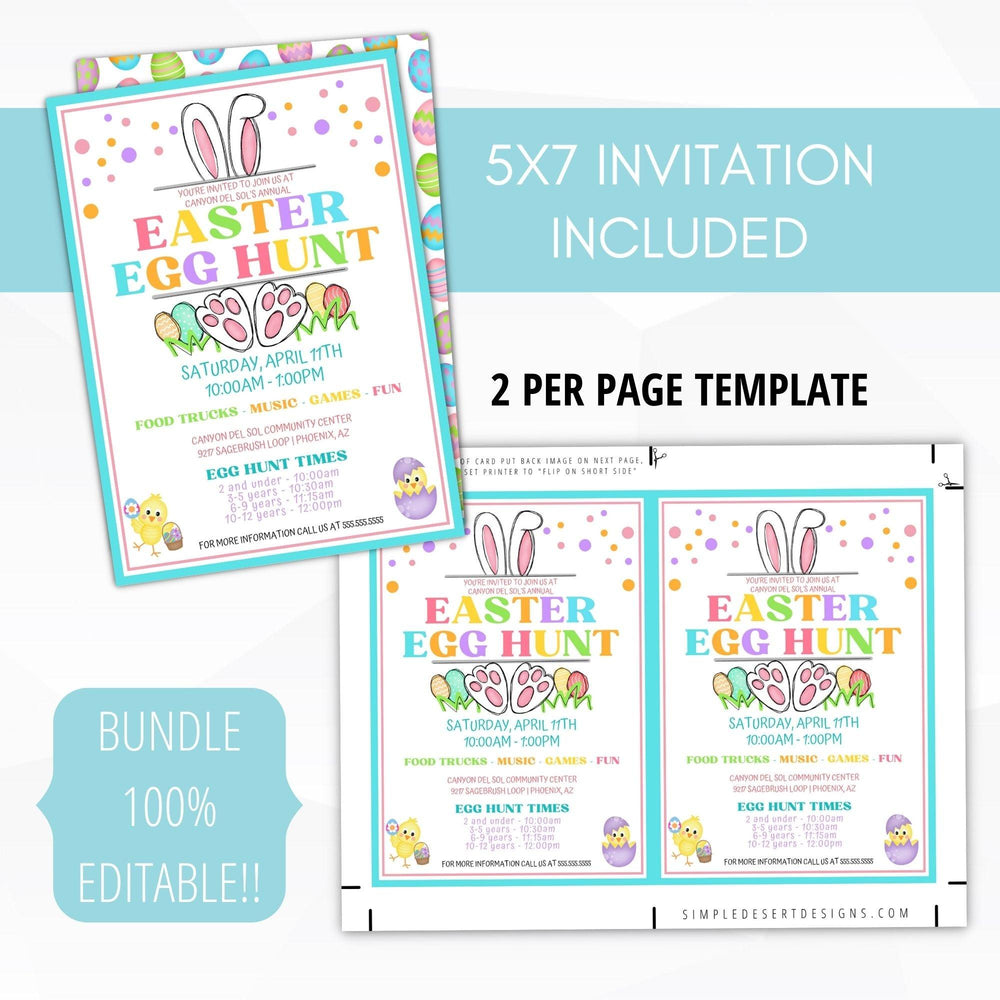 Easter Egg Hunt Flyer & Invitation Bundle - Simple Desert Designs