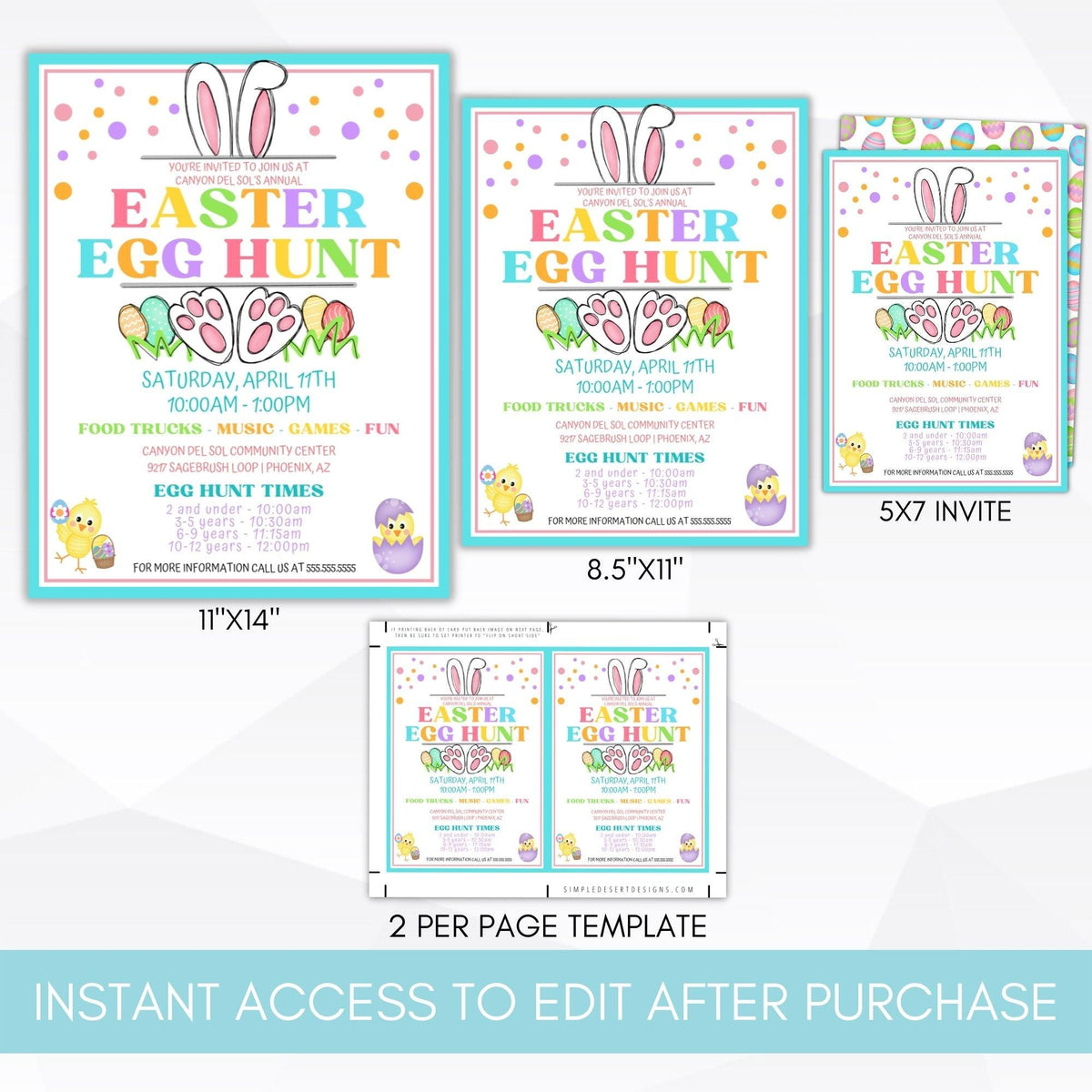 Easter Egg Hunt Flyer & Invitation Bundle - Simple Desert Designs
