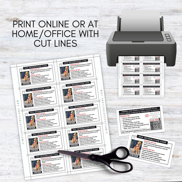 Custom Photo Service Dog ADA Cards | Simple Desert Designs