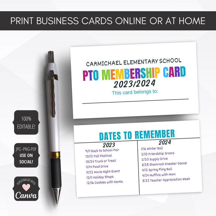 PTA Membership Card Template – Simple Desert Designs