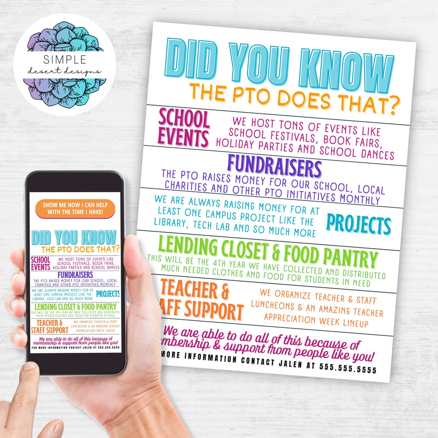 PTA Informational Flyer | Simple Desert Designs