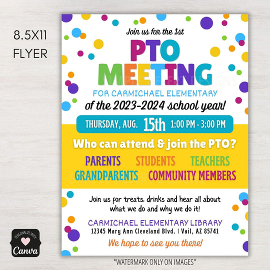 PTO Meeting Flyer – Simple Desert Designs