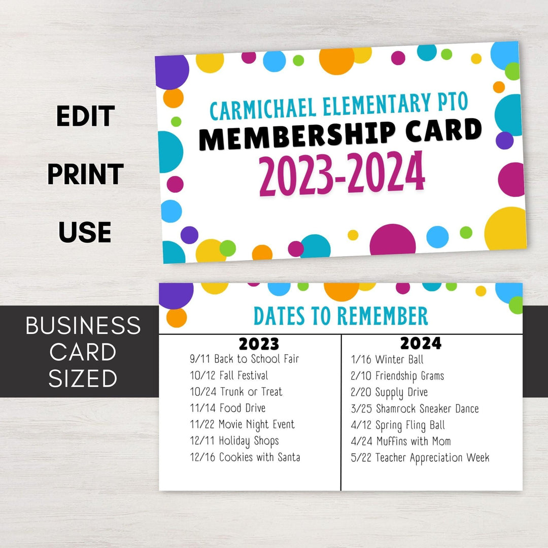 PTO Membership Card Template | Simple Desert Designs