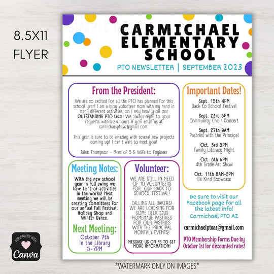 PTO Monthly Newsletter Template – Simple Desert Designs