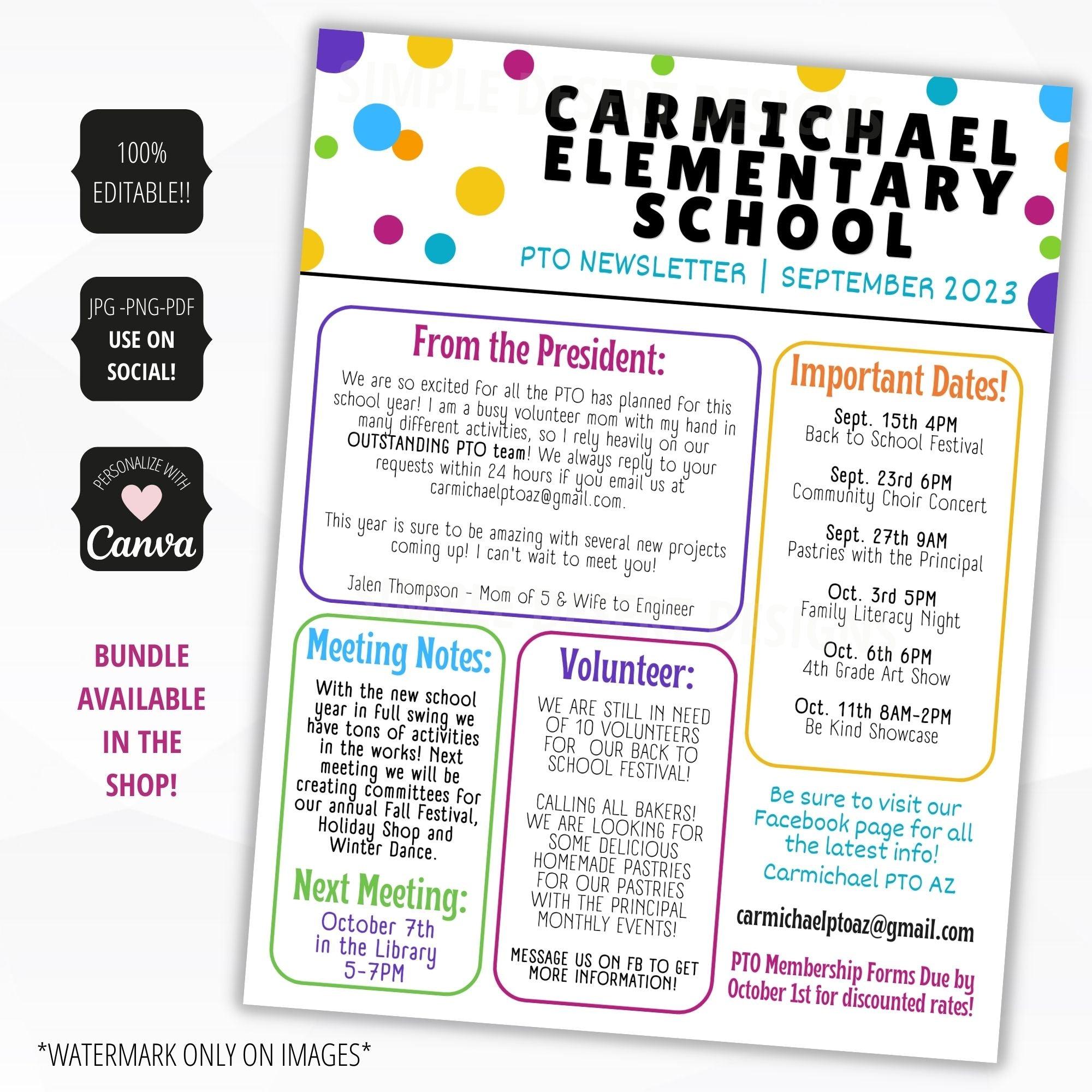 Elementary School Newsletter Template