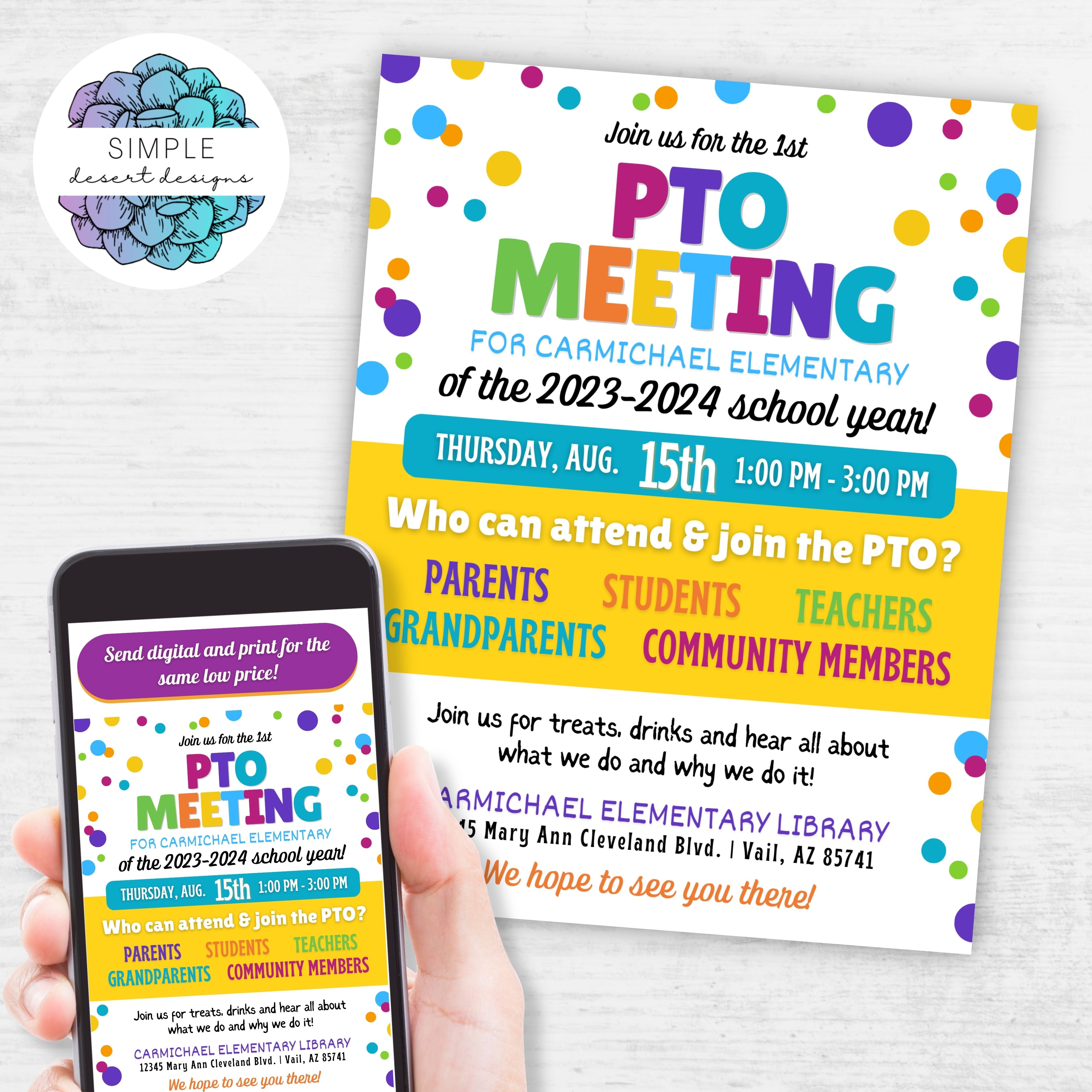 PTO Meeting Flyer – Simple Desert Designs