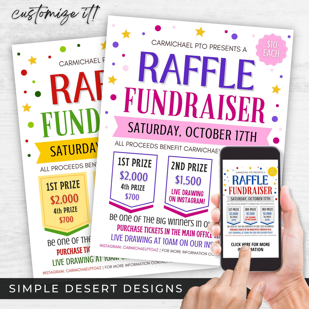 Raffle Flyer Editable Template | Simple Desert Designs
