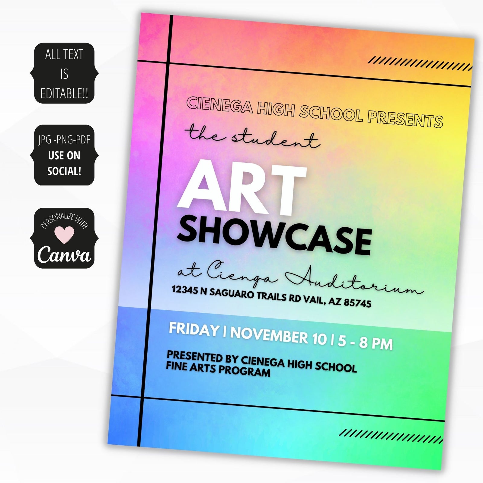 School Art Show Flyer Template - Simple Desert Designs