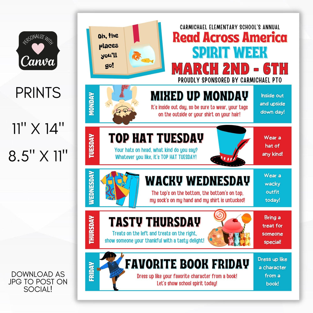 Read Across America Spirit Week Flyer | Simple Desert Designs