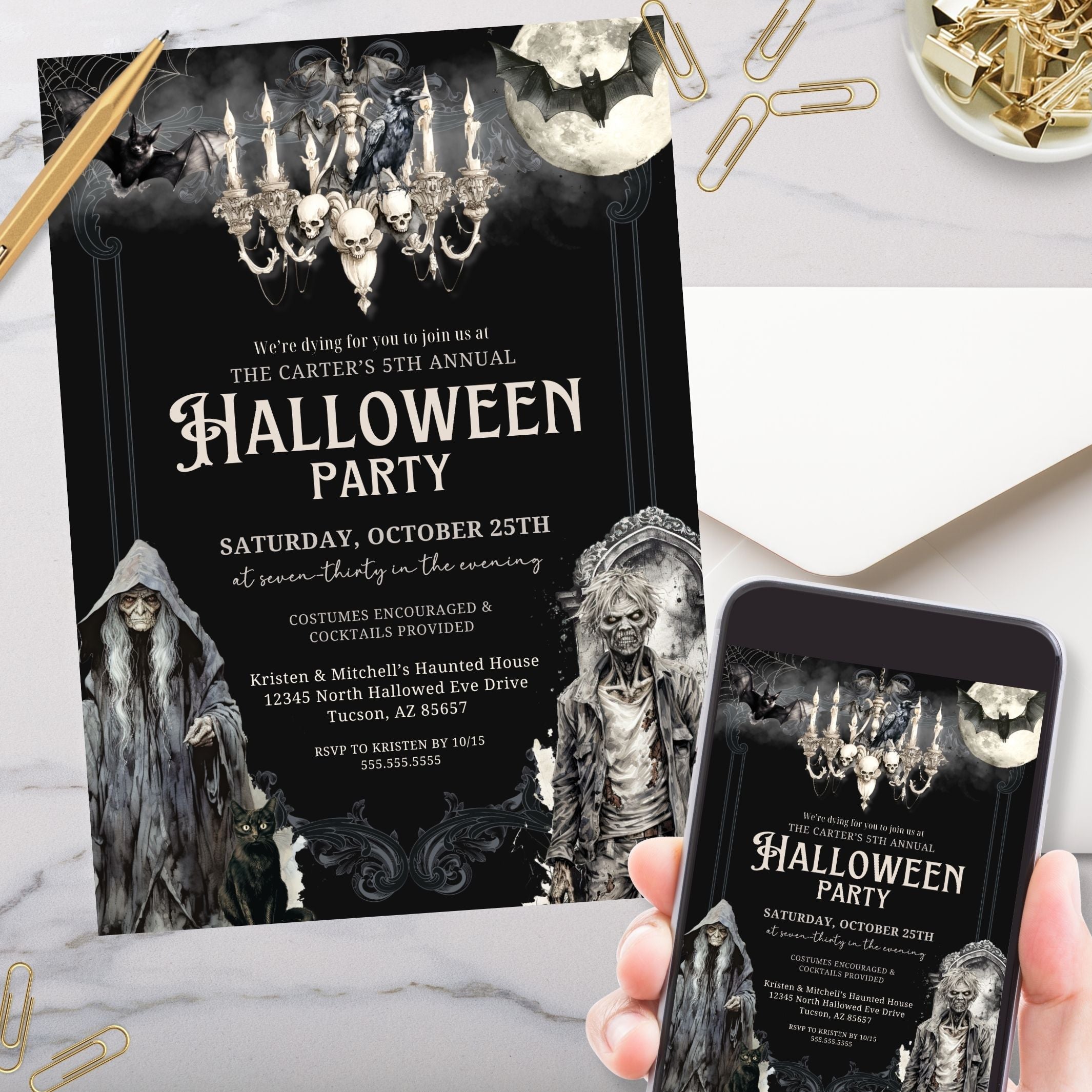Realistic Gothic Annual Halloween Party Invitation – Simple Desert Designs
