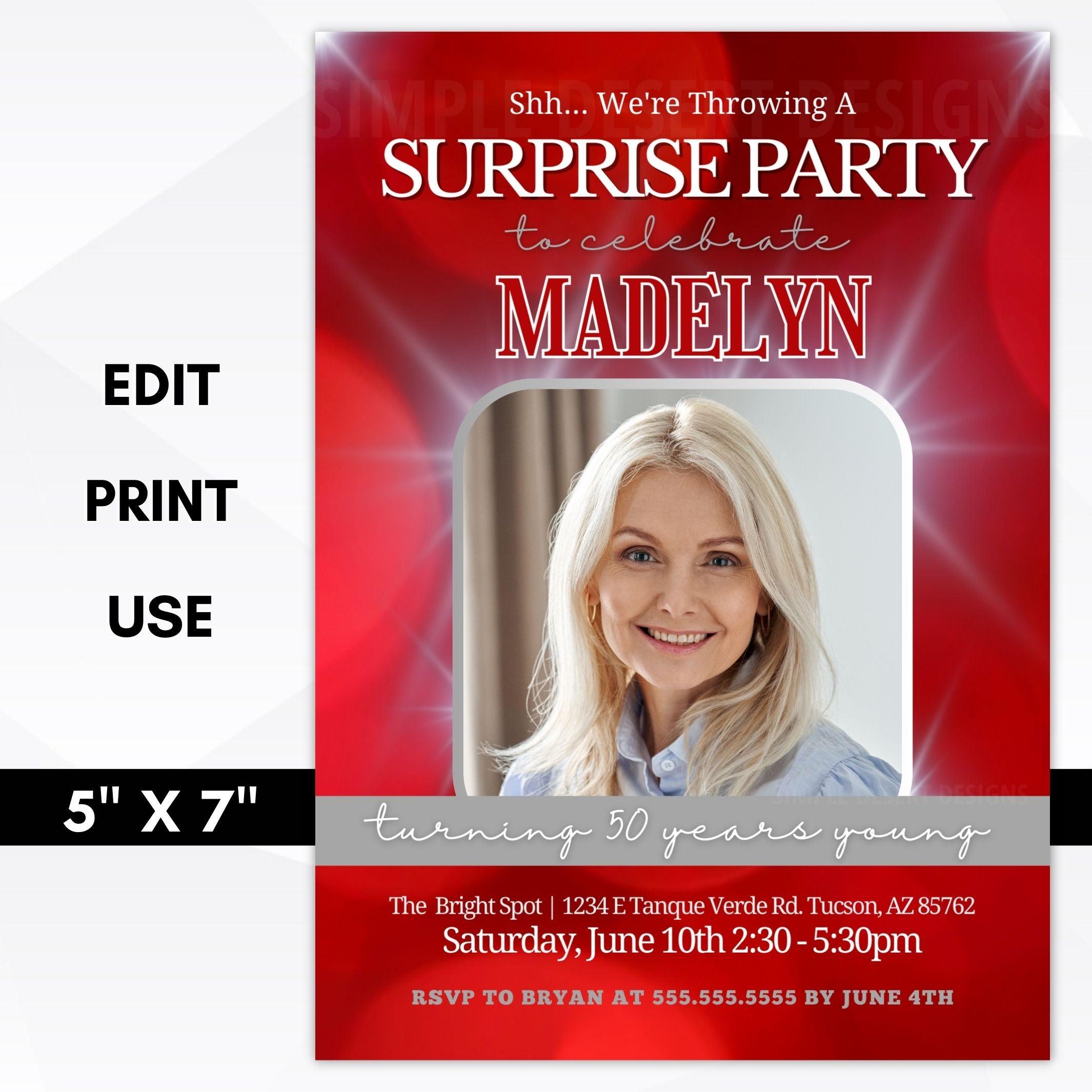 Red Surprise Birthday Template