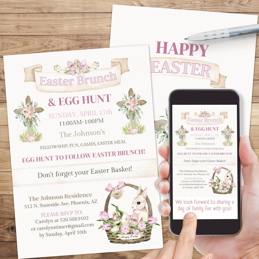 Vintage Religious Easter Brunch Invite – Simple Desert Designs