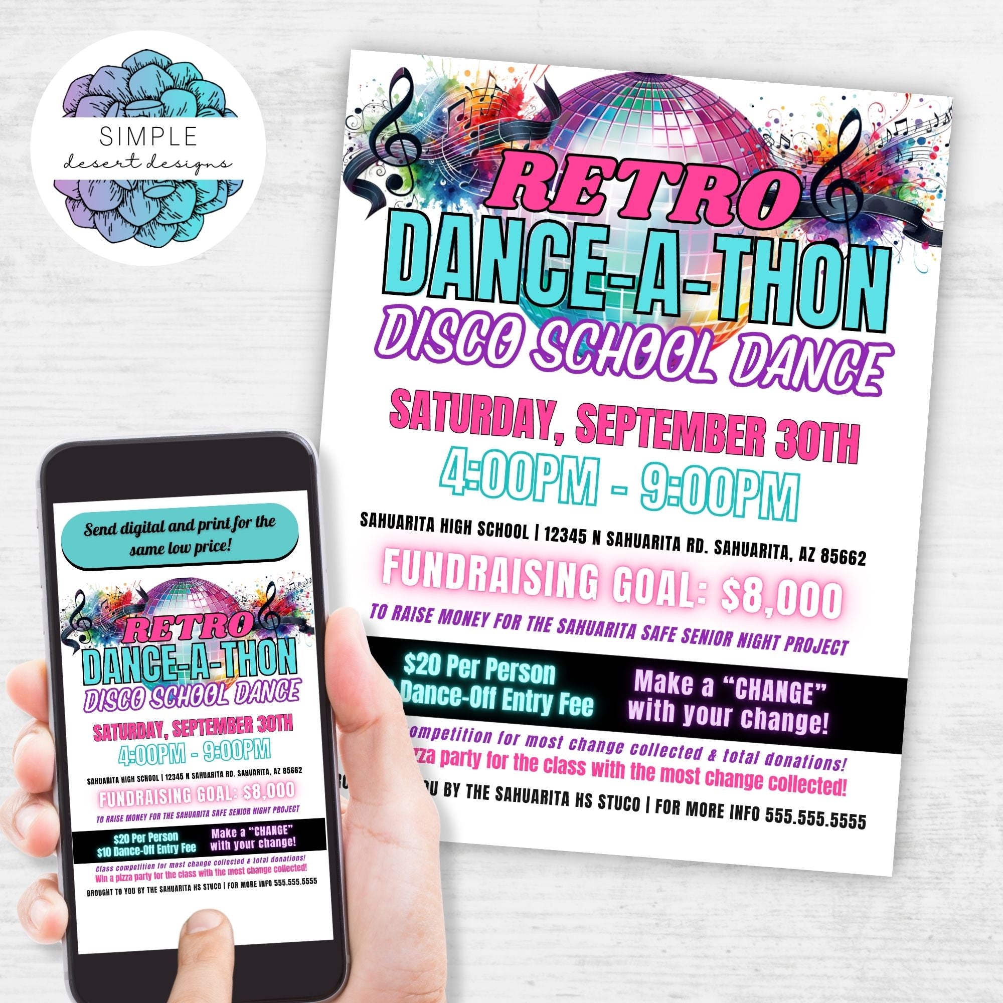 Retro Danceathon School Dance Fundraiser – Simple Desert Designs