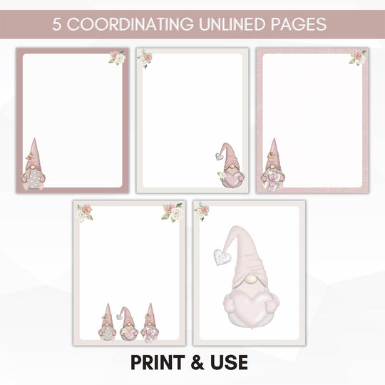 Romantic Gnome Journal Paper Stationery Set - PRINTABLE | Simple Desert ...