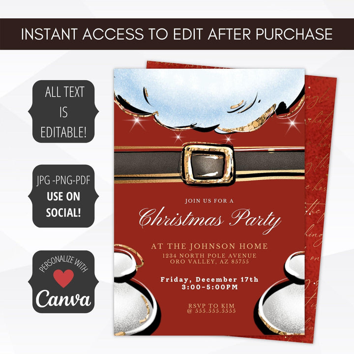 Santa Christmas Dinner Party Invite | Simple Desert Designs