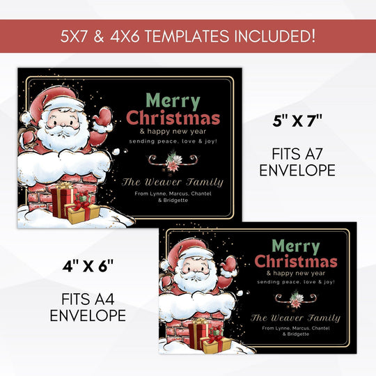 Editable Santa Christmas Card Template – Simple Desert Designs