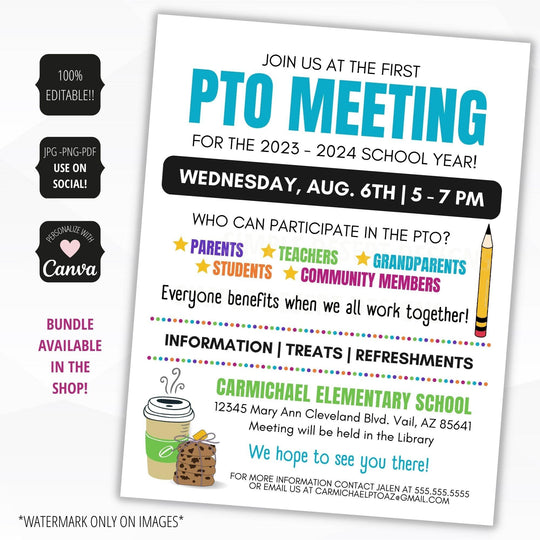 School PTO Meeting Flyer – Simple Desert Designs