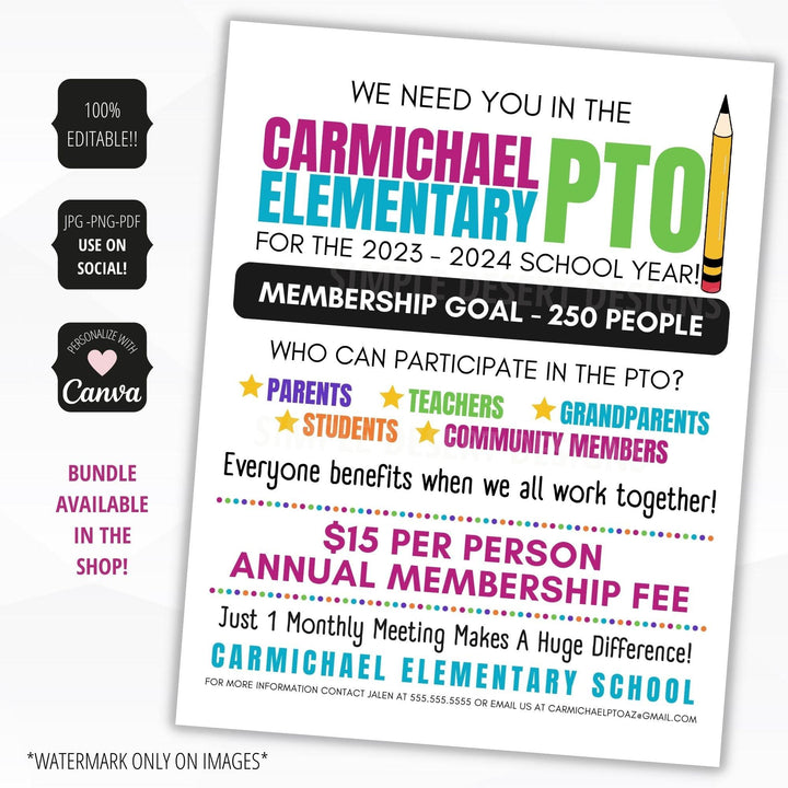 School PTO Membership Drive Flyer – Simple Desert Designs