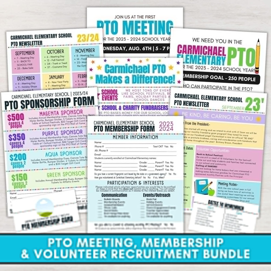 School PTO PTA Membership Forms Toolkit – Simple Desert Designs