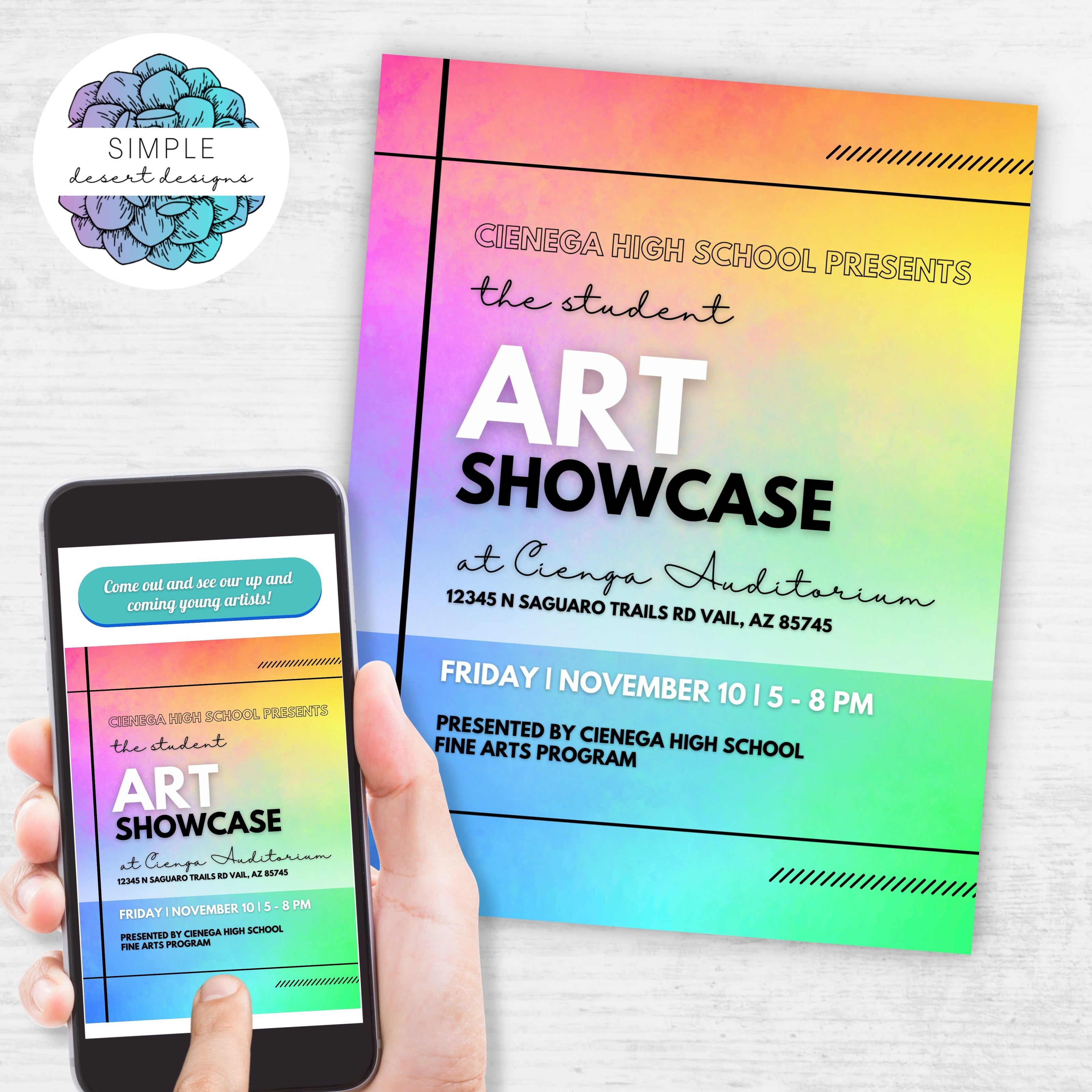 School Art Show Flyer Template - Simple Desert Designs