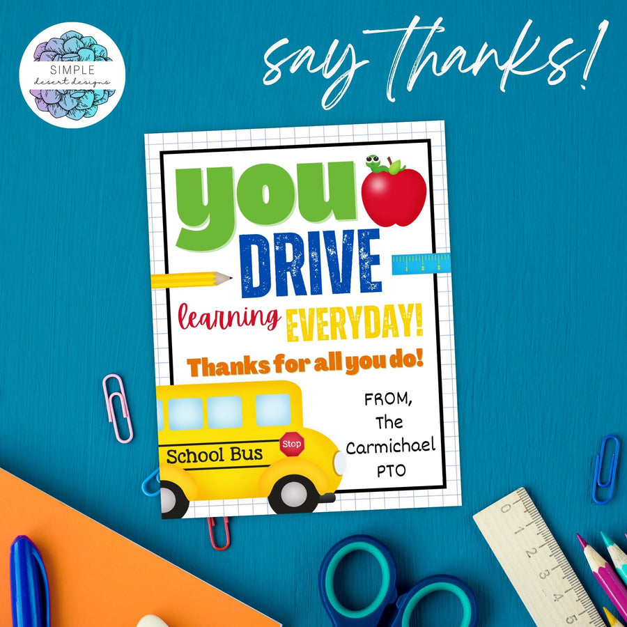 Bus Driver Appreciation Gift Tag – Simple Desert Designs