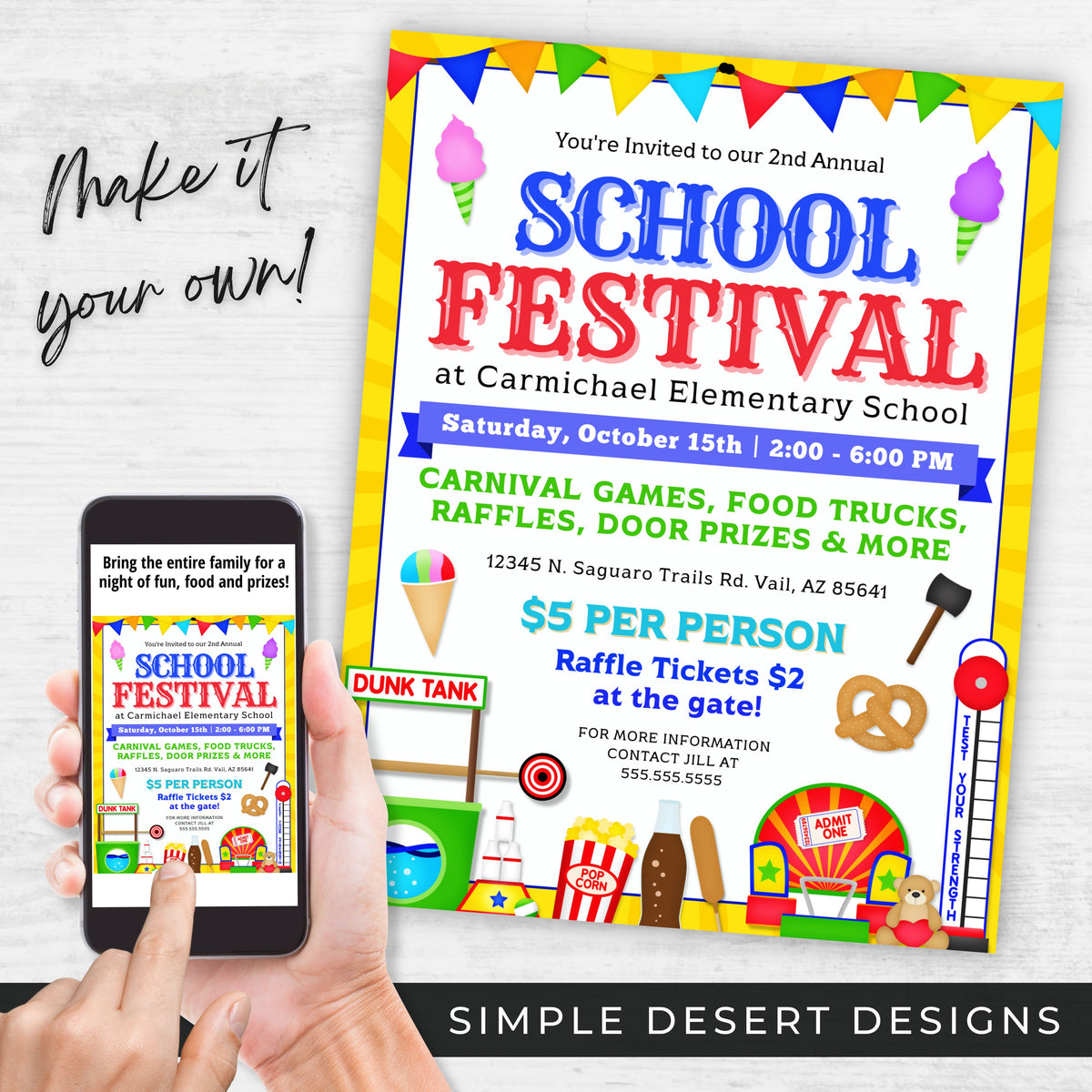Editable School Festival Flyer Set - Simple Desert Designs