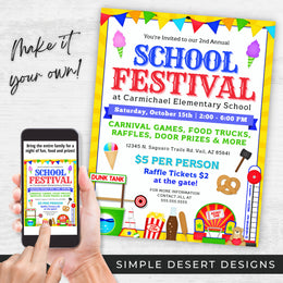 Colorful School Festival Flyer – Simple Desert Designs