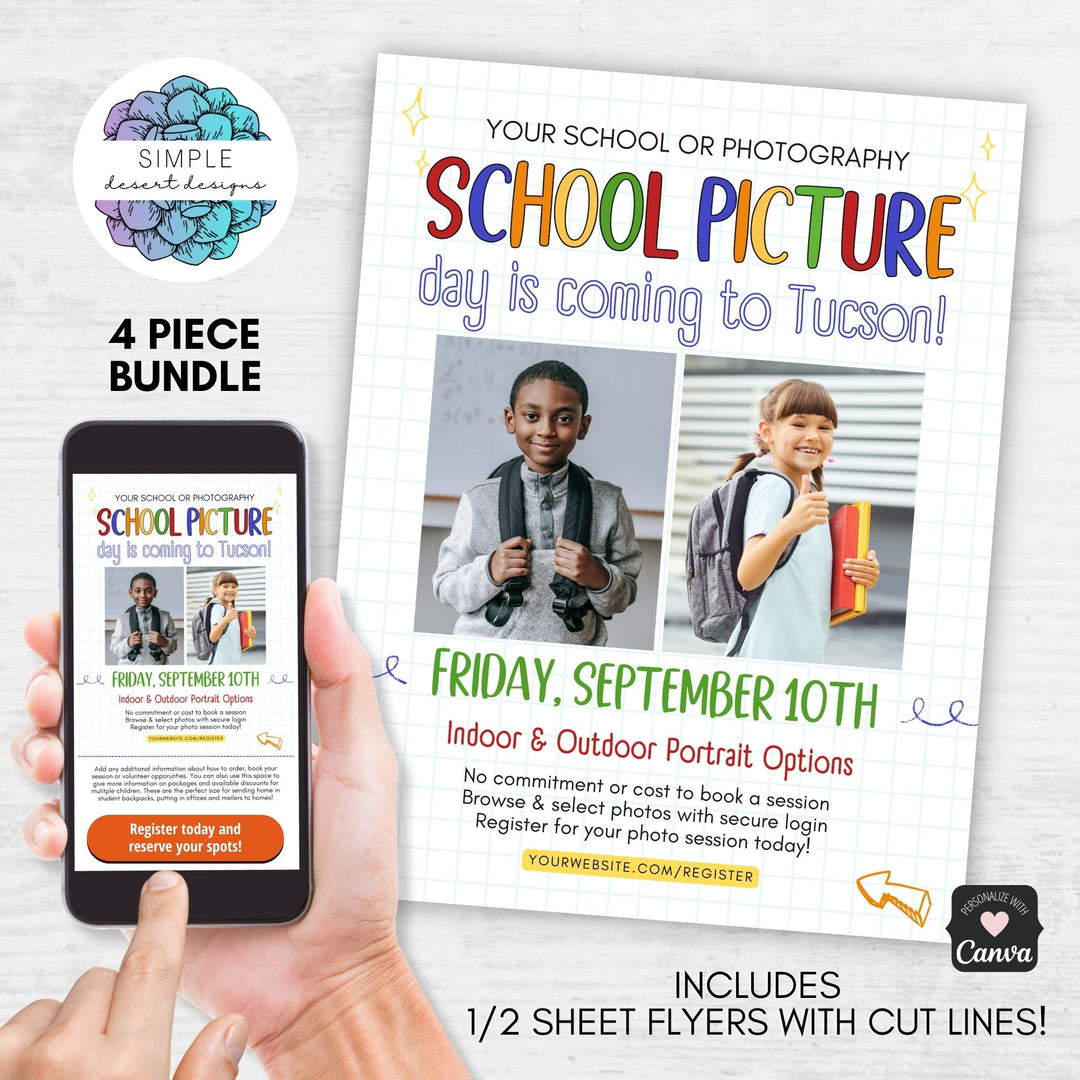 School Photo Day Flyer Template | Simple Desert Designs