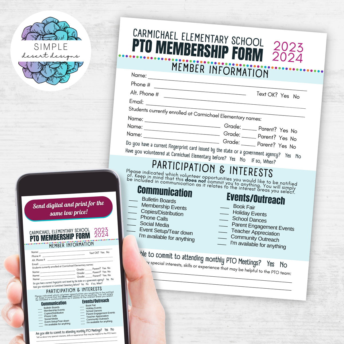 Editable PTO Membership Flyer - Simple Desert Designs