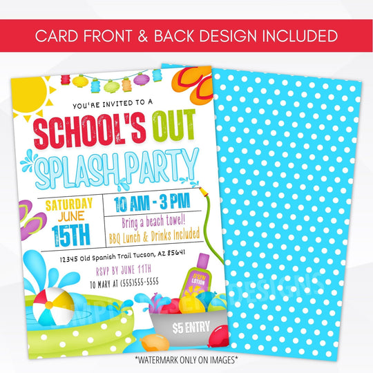 Schools Out Splash Party Invitation | Simple Desert Designs