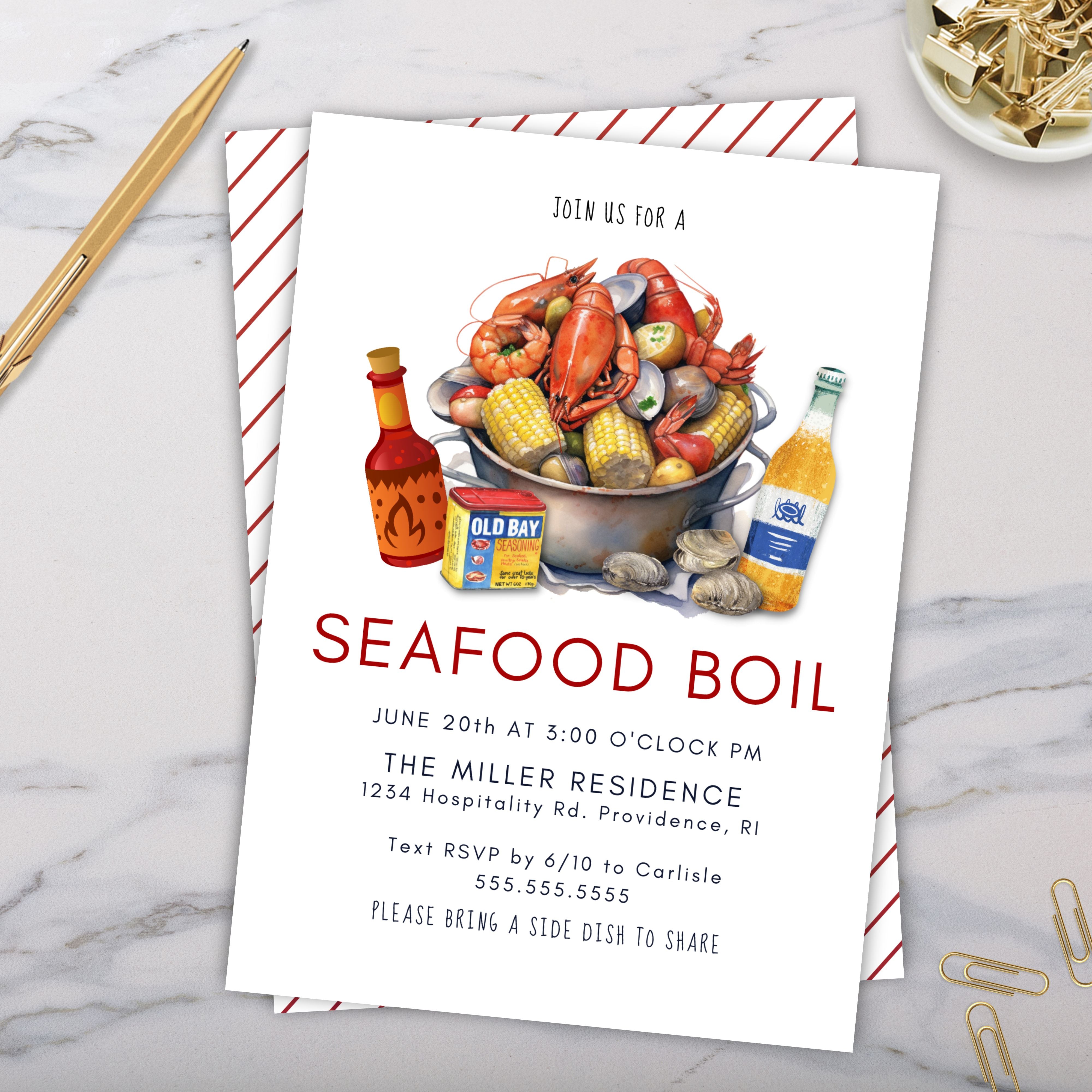 Seafood Boil Invitation Template – Simple Desert Designs