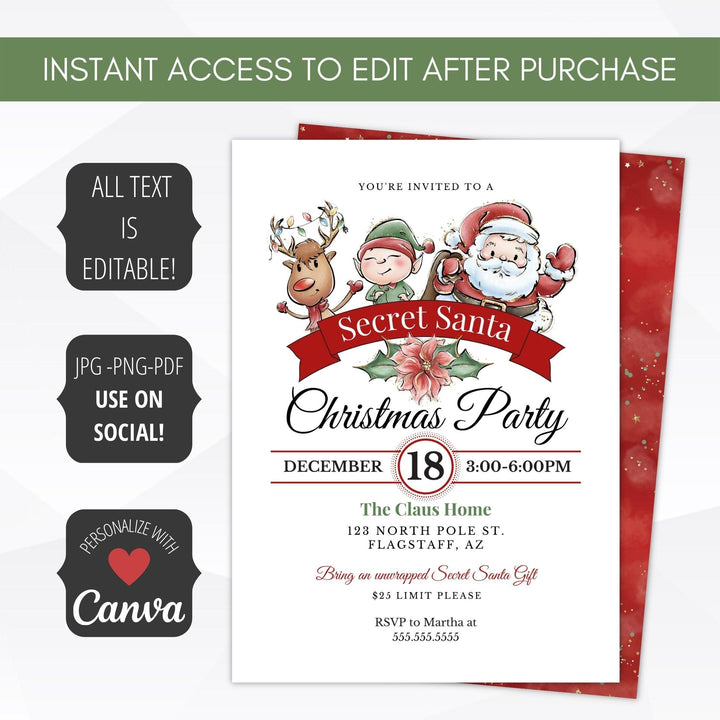 Secret Santa Party Invite | Simple Desert Designs