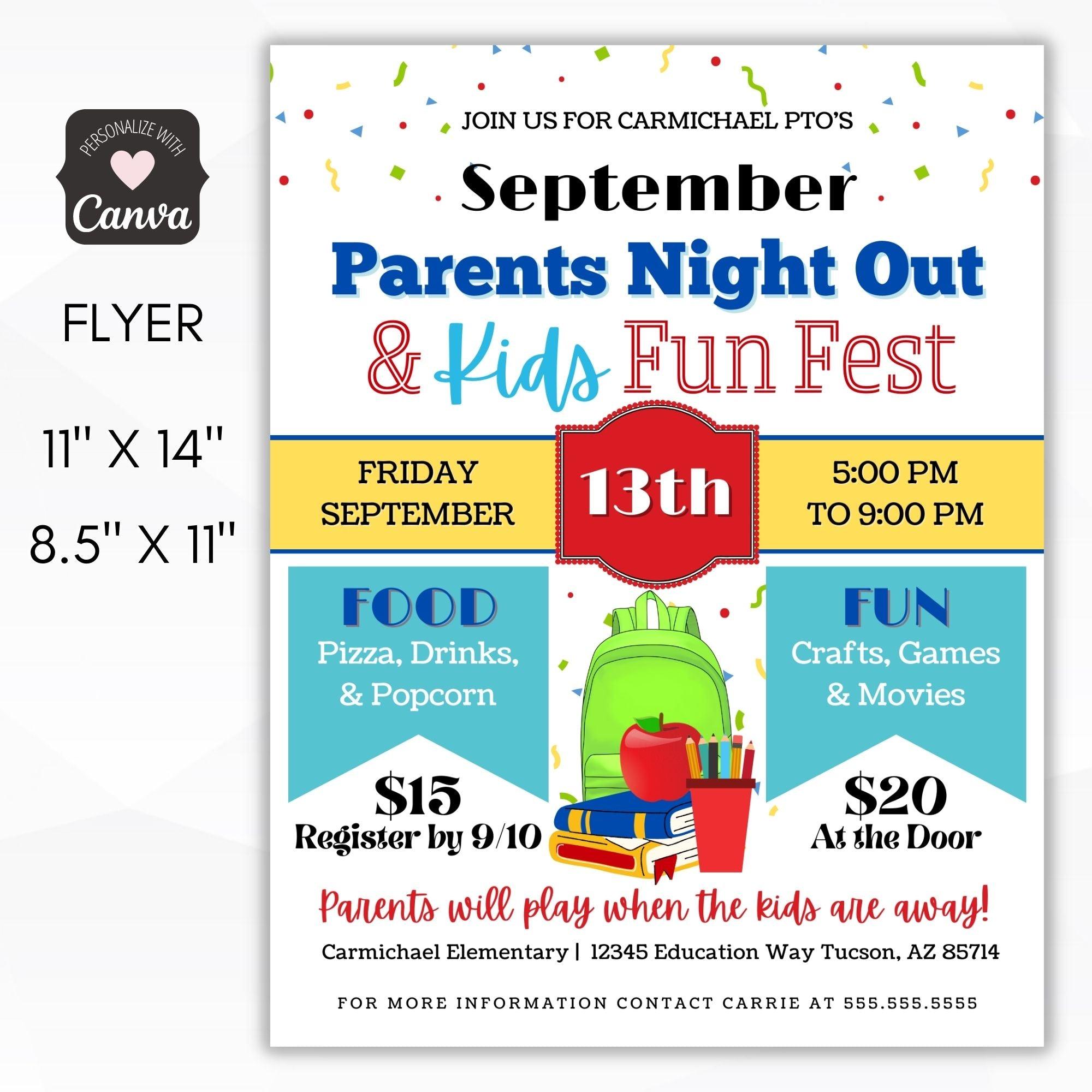 September Parents Night Out Flyer SET – Simple Desert Designs