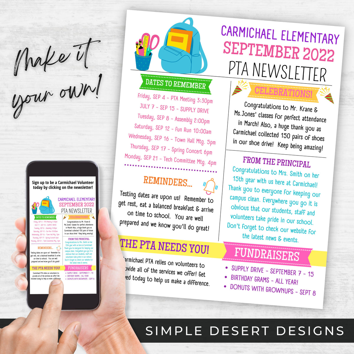 September Newsletter Flyer Template - Simple Desert Designs