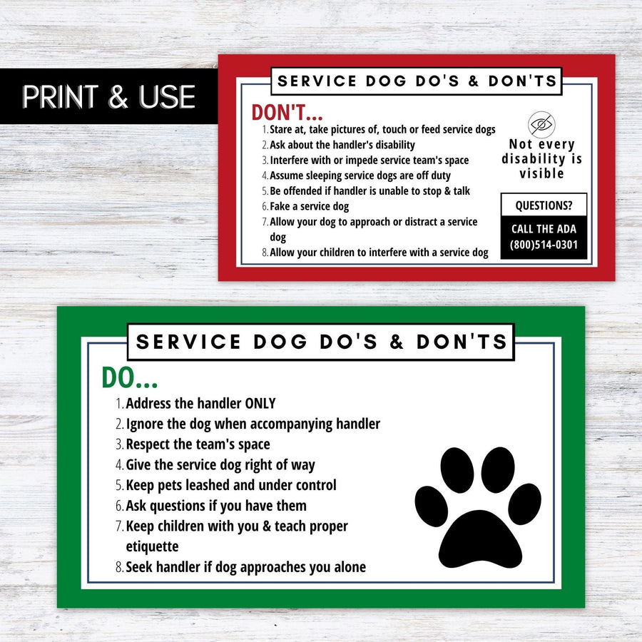Service Dog ADA Law Etiquette Cards – Simple Desert Designs