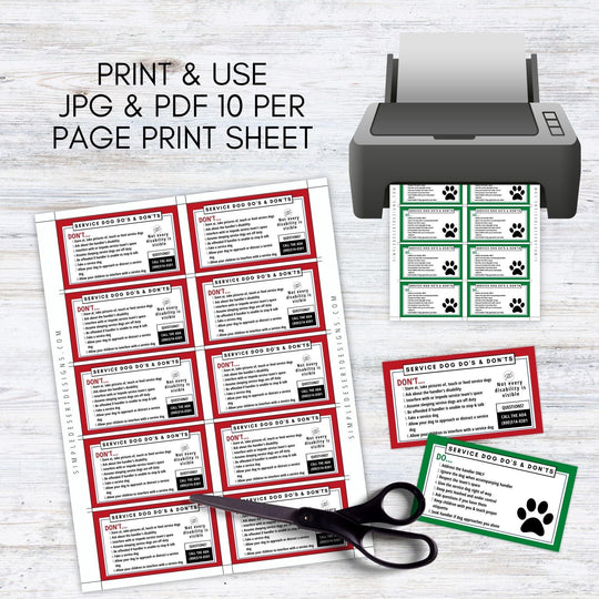 Service Dog Do's & Don'ts Etiquette Cards Printable | Simple Desert Designs