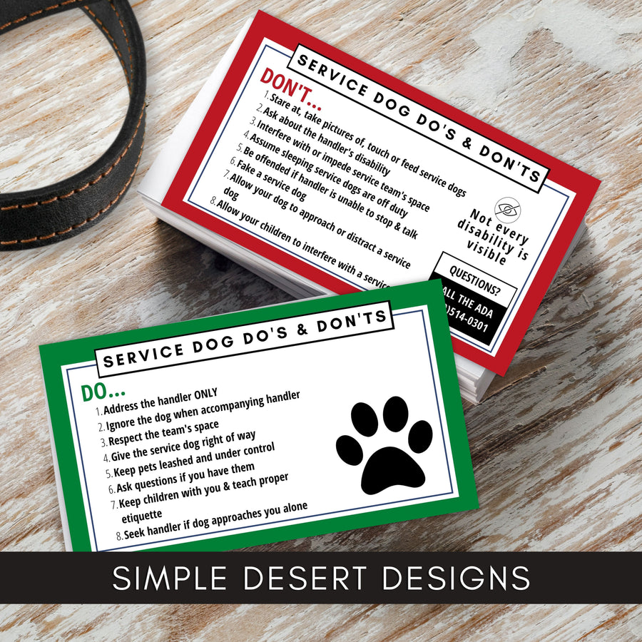 Service Dog ADA Law Etiquette Cards – Simple Desert Designs