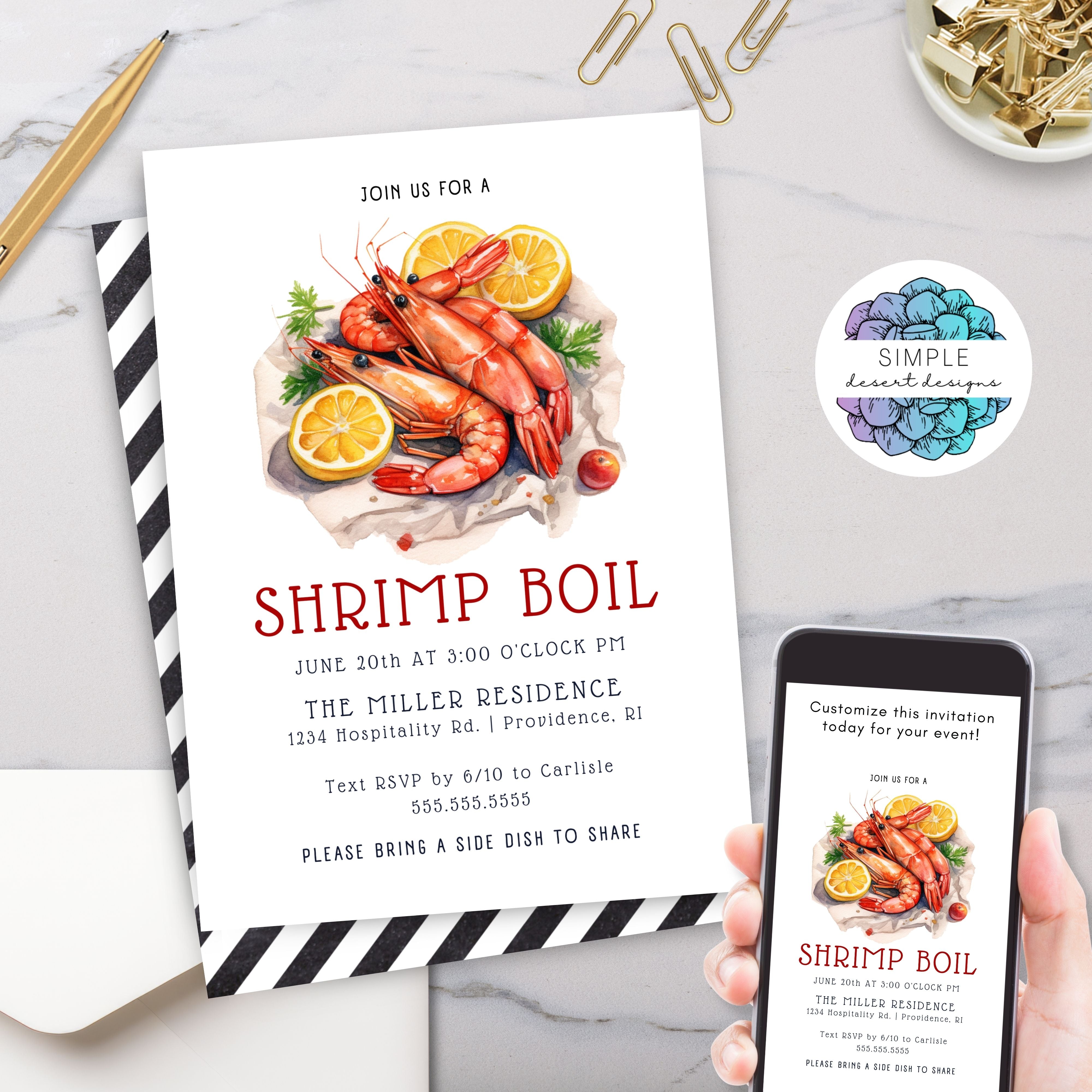 Shrimp Boil Invitation – Simple Desert Designs