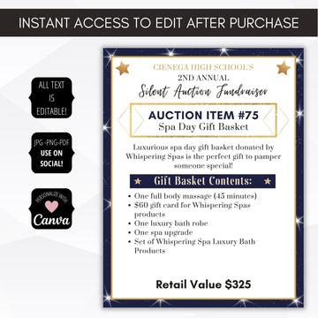 Silent Auction Fundraiser Sign Blue – Simple Desert Designs