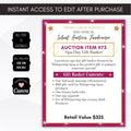 Silent Auction Fundraiser Sign Pink | Simple Desert Designs
