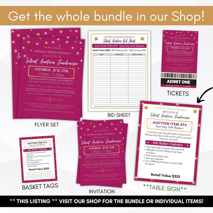 Silent Auction Fundraiser Sign Pink | Simple Desert Designs