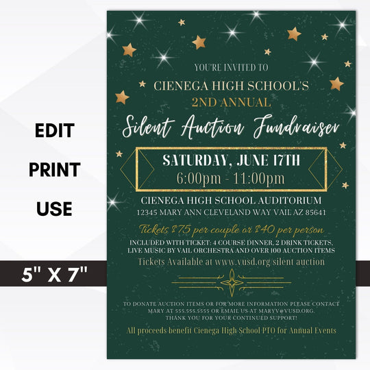 Green Auction Fundraiser Invitation – Simple Desert Designs