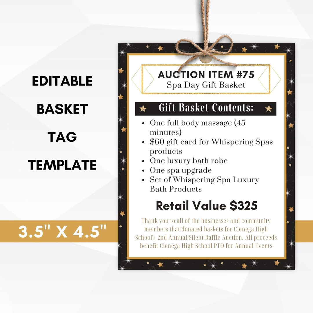 Silent Auction Fundraiser Tag Black | Simple Desert Designs